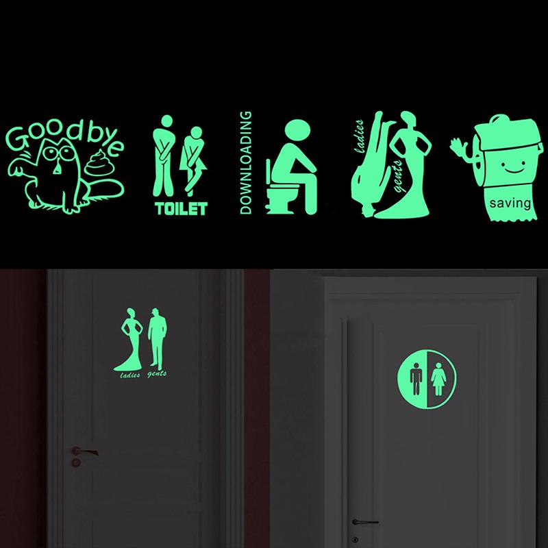 Cheap Luminous Toilet Wall Sticker Funny Face Letter Glow Stickers Home ...