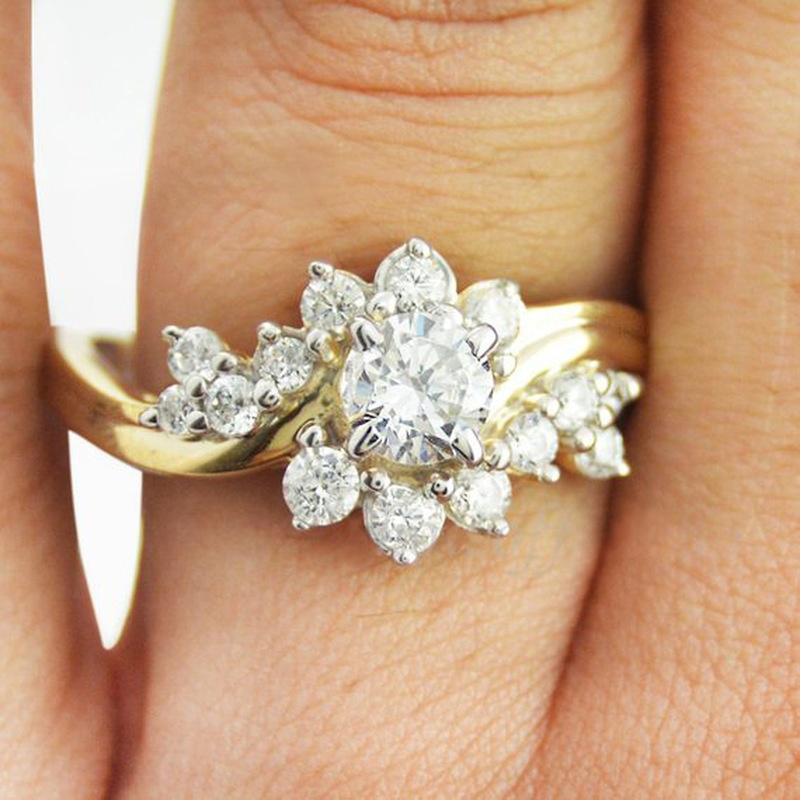 Buy Exquisite Unique Flower Rings18K Gold Diamond Ring For Women ...