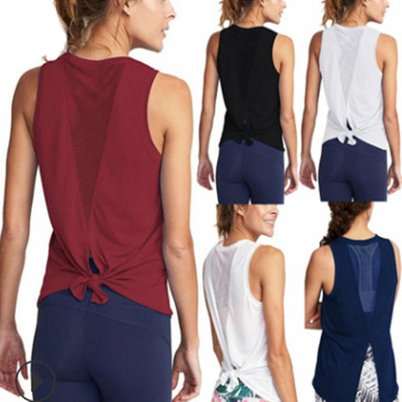 Buy Summer Fashion Mesh Sports Vest Women's Casual Round Neck Fitness ...