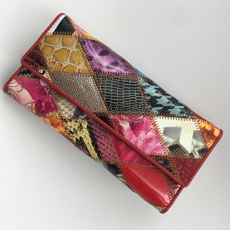 Buy Genuine Leather National Wind Three-fold Women Wallet at affordable ...