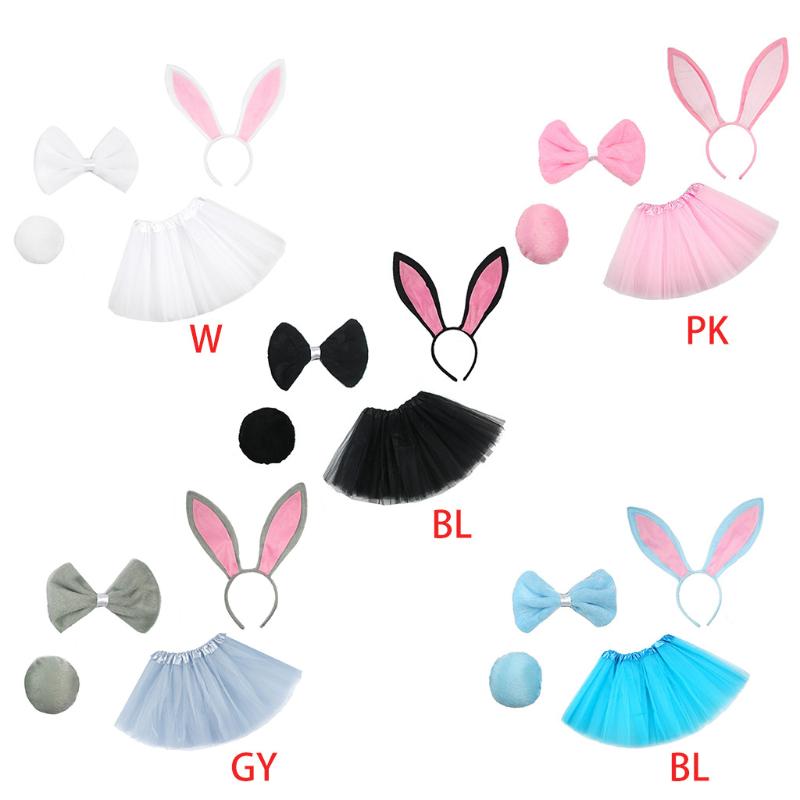 Buy 4Pcs Kids Rabbit Cosplay Costume Set Tutu Skirt Bunny Ears Headband ...