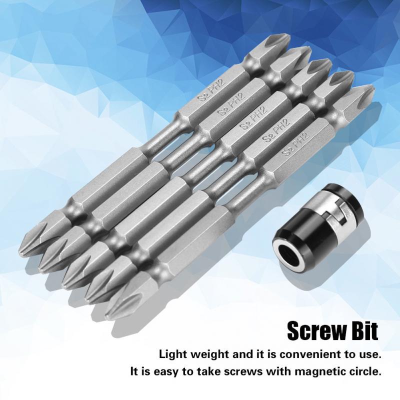 Buy 5Pcs 100mm Long Double Head Screw Bits + 1Pcs Movable Magnetic Ring ...