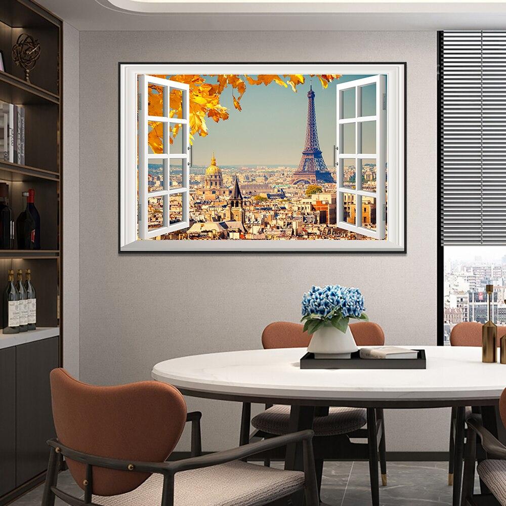 Buy Window View Wall Art Posters Mountain Lake Landscape Canvas Picture ...