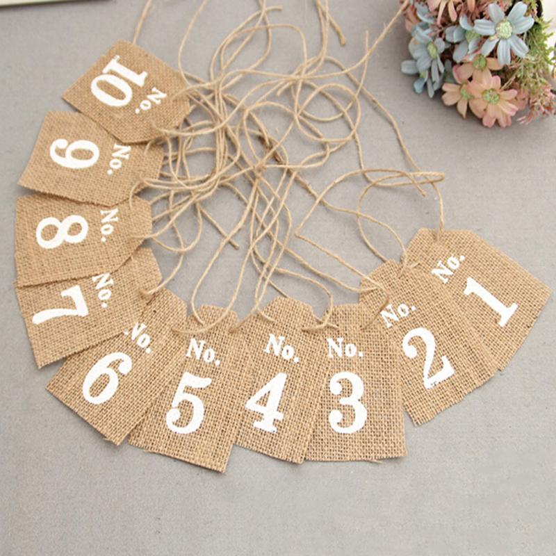 Buy Burlap Hessian Burlap Table Number Table Cards from 1 To10 Table ...