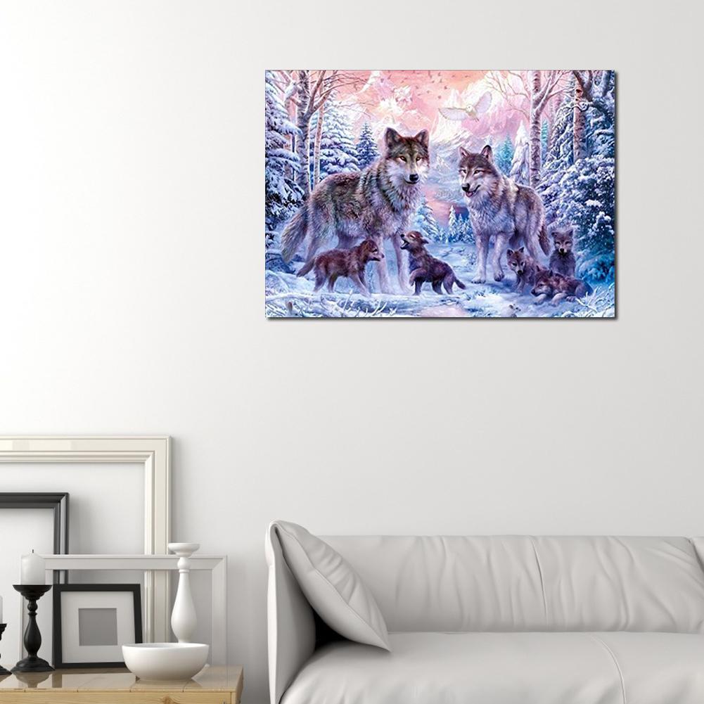 Satın alın 5D DIY Full Drill Diamond Painting Wolves Cross Stitch ...