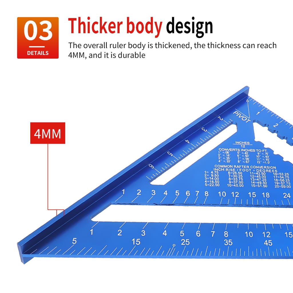 Triangle Ruler 12 inch Metric Imperial Aluminum Alloy Woodworking Angle ...