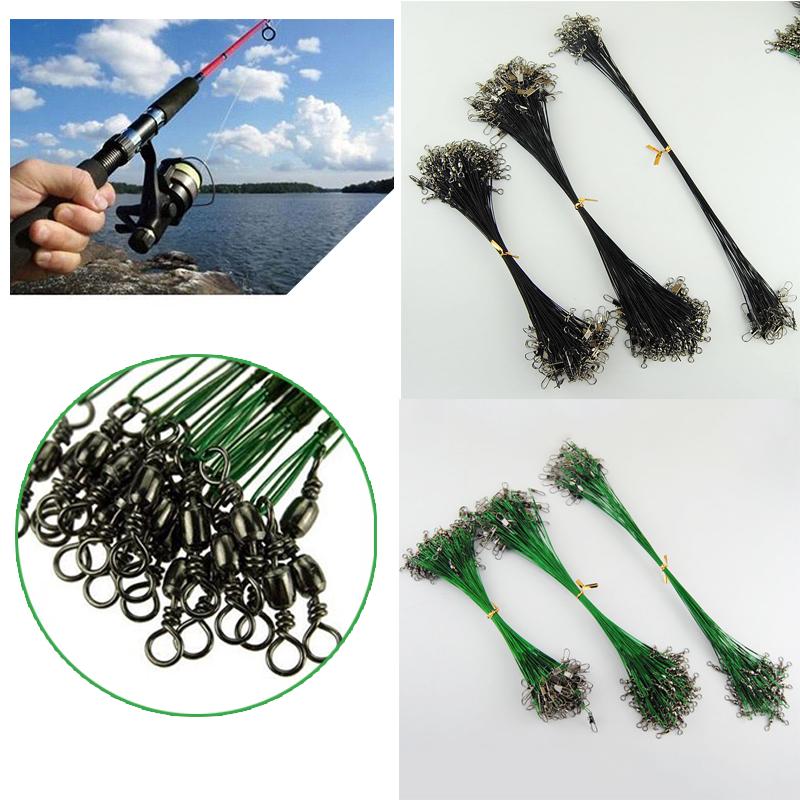 10pcs/Set Fish Lures Hook Steel Front Wire Swivels Safety Snap Line ...