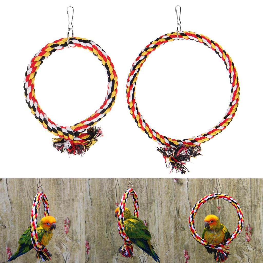 Buy 7/10inch Pet Bird Toys Round Ring Parrots Play Climbing Cotton Rope ...