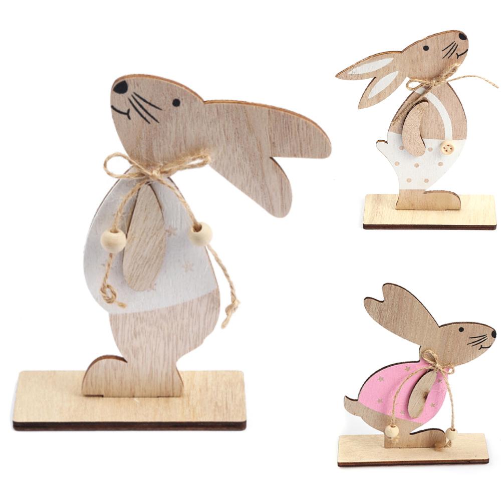 Buy Wooden Easter Bunny Ornaments Home Accessories Mini Cute Rabbit ...