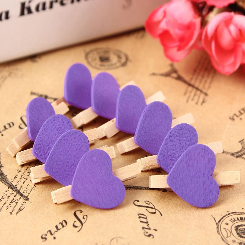 Heart Wooden Peg 10Pcs Mini Clips Photo Craft Wedding Party Decor ...