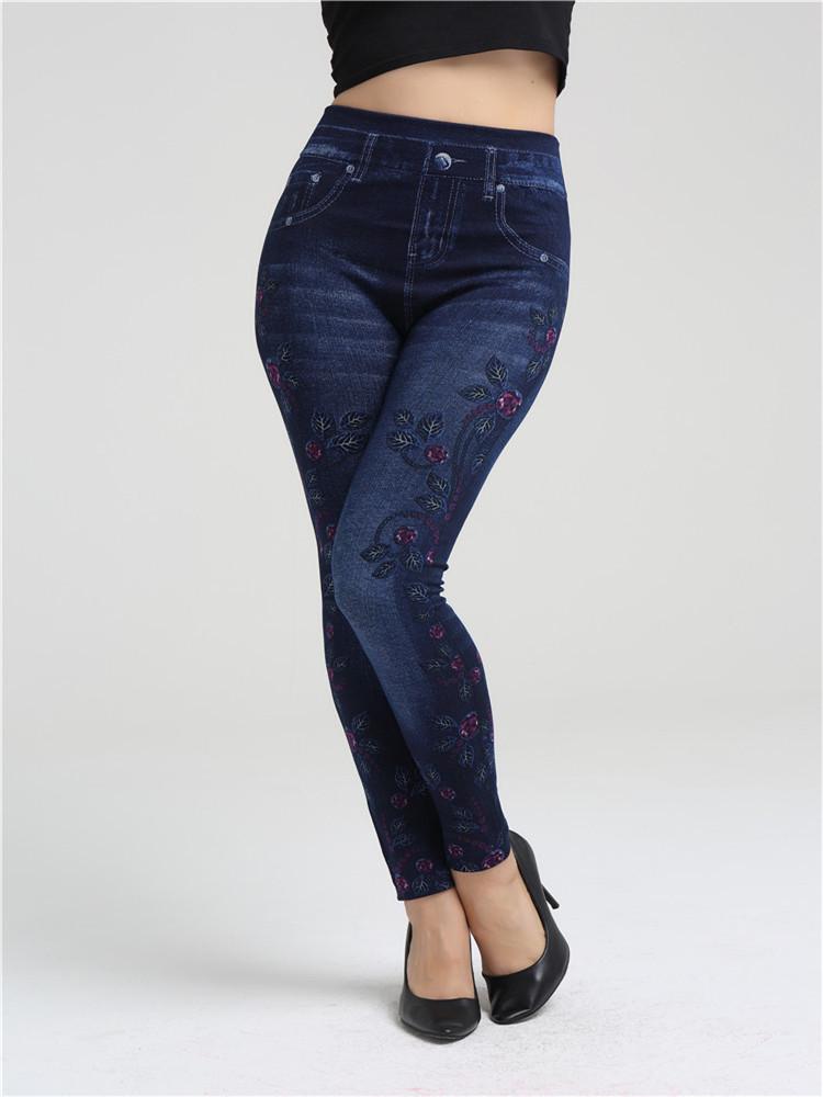 Buy S-4XL Sexy Tight Cotton Faux Jeans Slim Fit Leggings Faux Denim ...