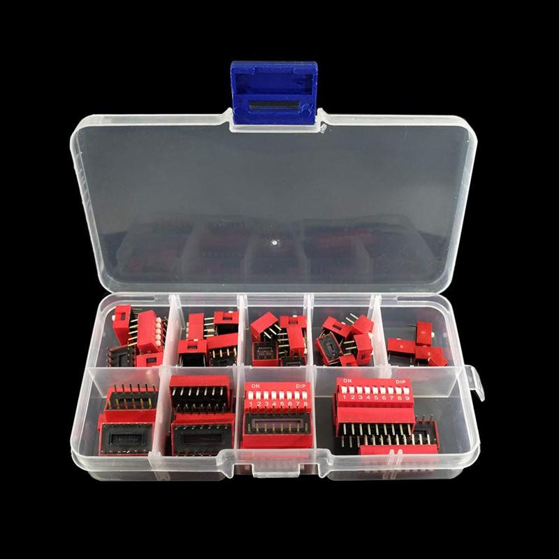 Buy 45PCS/LOT Dip Switch Kit 1 2 3 4 5 6 7 8 9 Way 2.54 Mm Toggle ...