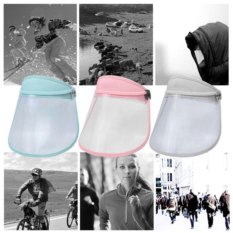 Buy Full Face Protective Shield Visor Adjustable Transparent Hat Splash ...