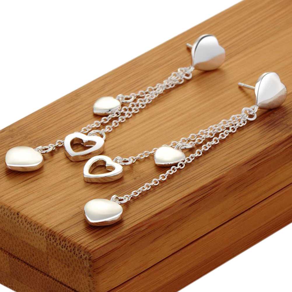 Buy Love Heart Metal Chain Tassel Earrings Fashion Simple Heart Shaped ...