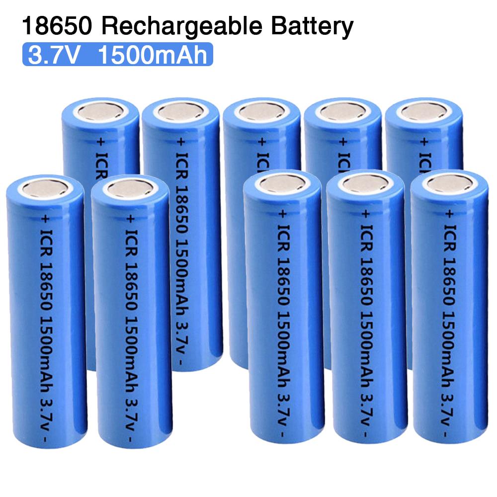 Buy 10PCS 18650 3.7V 1500mAh Rechargeable Lithium Battery ICR18650 ...