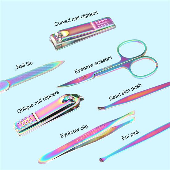 Buy Color Titanium Nail Clippers Set 7 Pieces Nail Scissors Beauty Nail ...