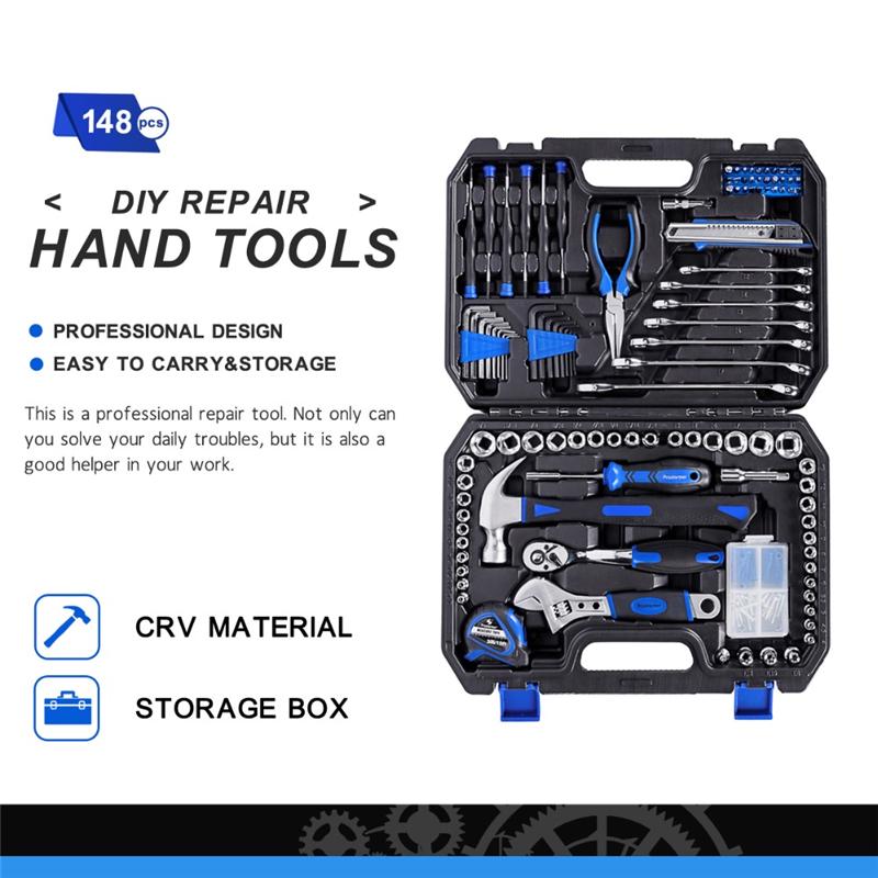 Buy PROSTORMER 148 Pcs Hand Tools Set Household Tool Kit Socket Wrench ...