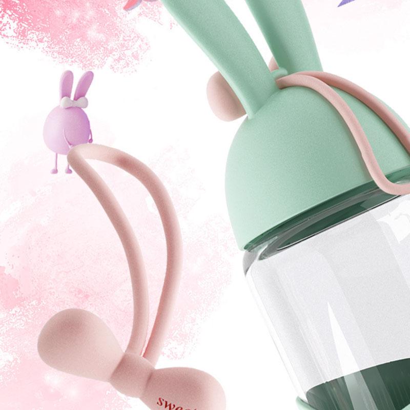 Buy Portable Cute Rabbit Glass Cup Water Bottle Girl Bunny Mug Travel ...
