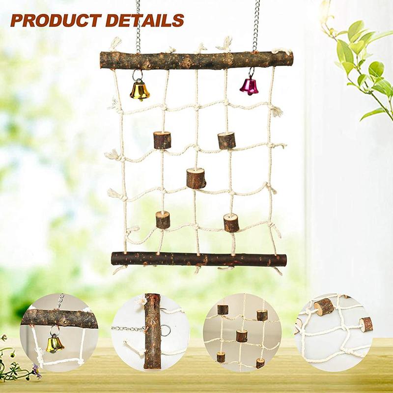 Buy Pet Parrots Bird Swings Ladder Hanging Rope Climbing Net Mesh Cage ...