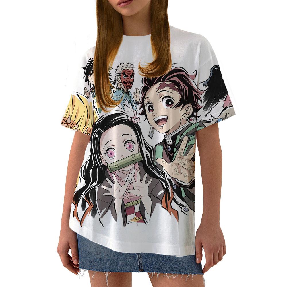Cheap 2022 New Women's Harajuku Anime Demon Slayer T-Shirt Summer Short ...