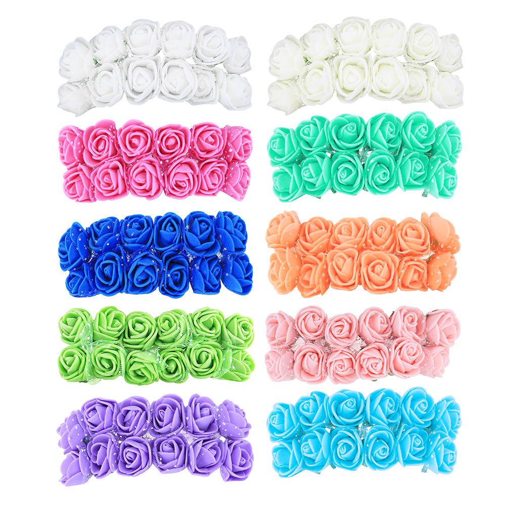 Buy 12pcs Mini Foam Rose Artificial Flowers DIY Wreath Bridal Flowers ...
