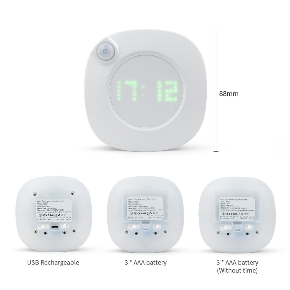 Motion Sensor LED Wall lamp Magnet Indoor Night light With Time Clock ...