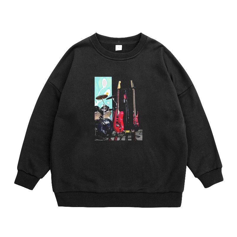 Buy Kids Sweatshirt Guitars And Drums Printed Black Cotton Polyester ...