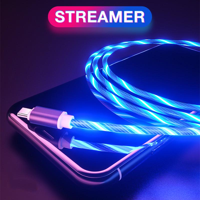 Buy 1m Flow Luminous Lighting Cable Fast Charging Micro USB Type C ...