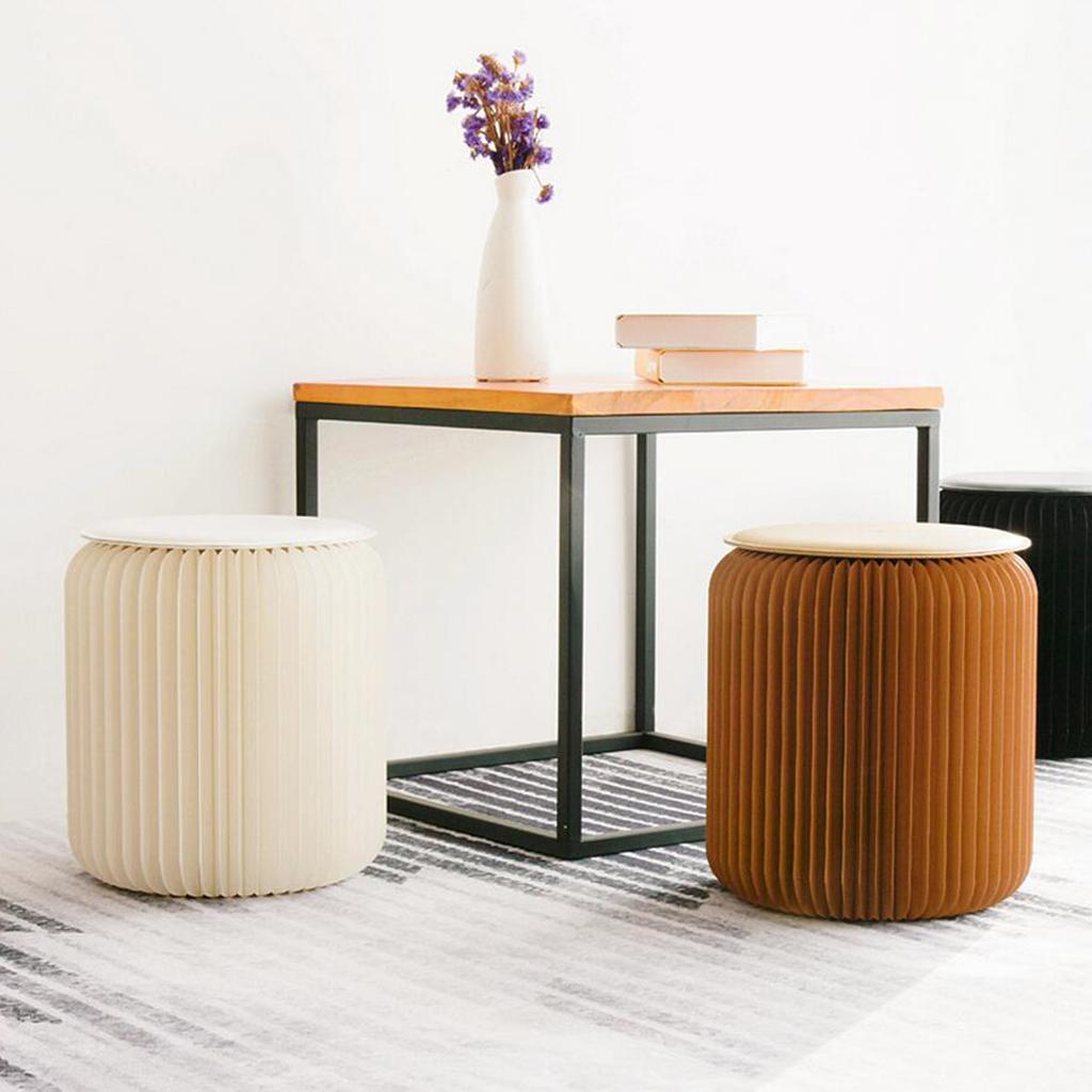 Buy Creative Round Waterproof Folding Kraft Paper Stool 35cm Brown at ...