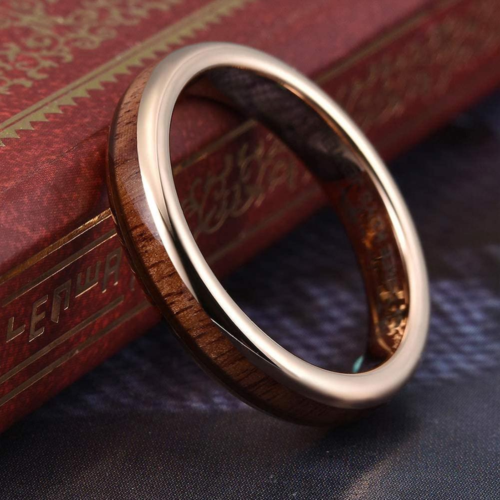 Kaufe Mode 4MM Rose Gold Edelstahl Ring Für Frauen Männer Gewölbt Mit ...
