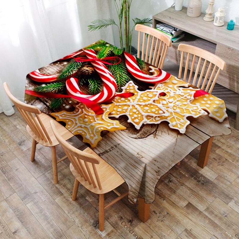 Cheap Christmas Square Tablecloth Gingerbread Man Snowflake Table Cover ...