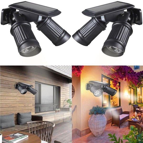 Buy Solar Lights Dual Head Spotlight Waterproof 14 LED Wall Lamp with ...