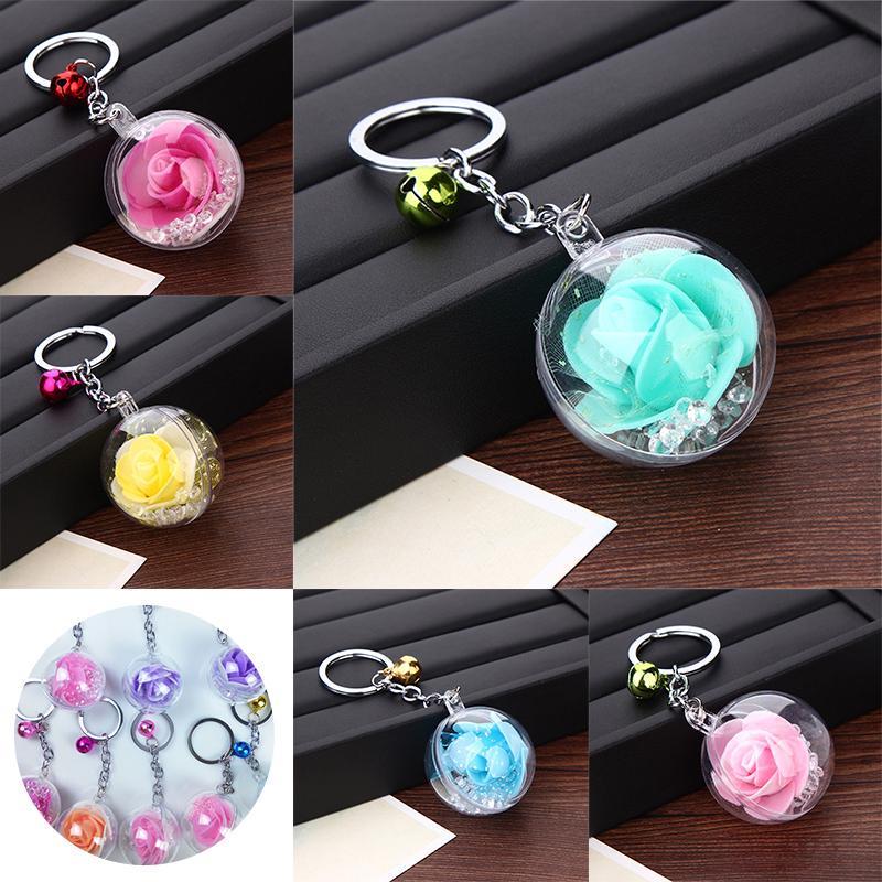 Buy Fashion Flower Pendant Rose Key Chain Key Ring Bells Metal at ...