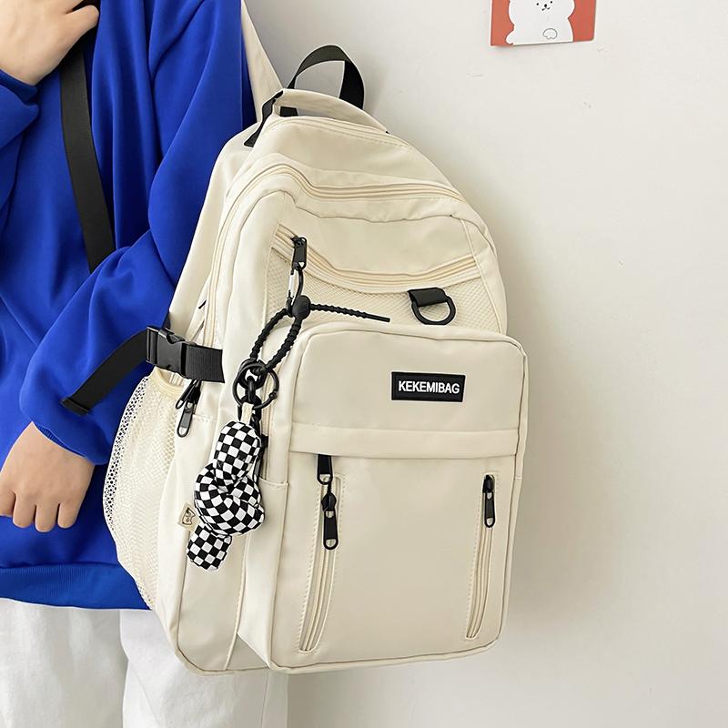 Solid Color Book Bag Large Capacity Traveling Backpack Student ...