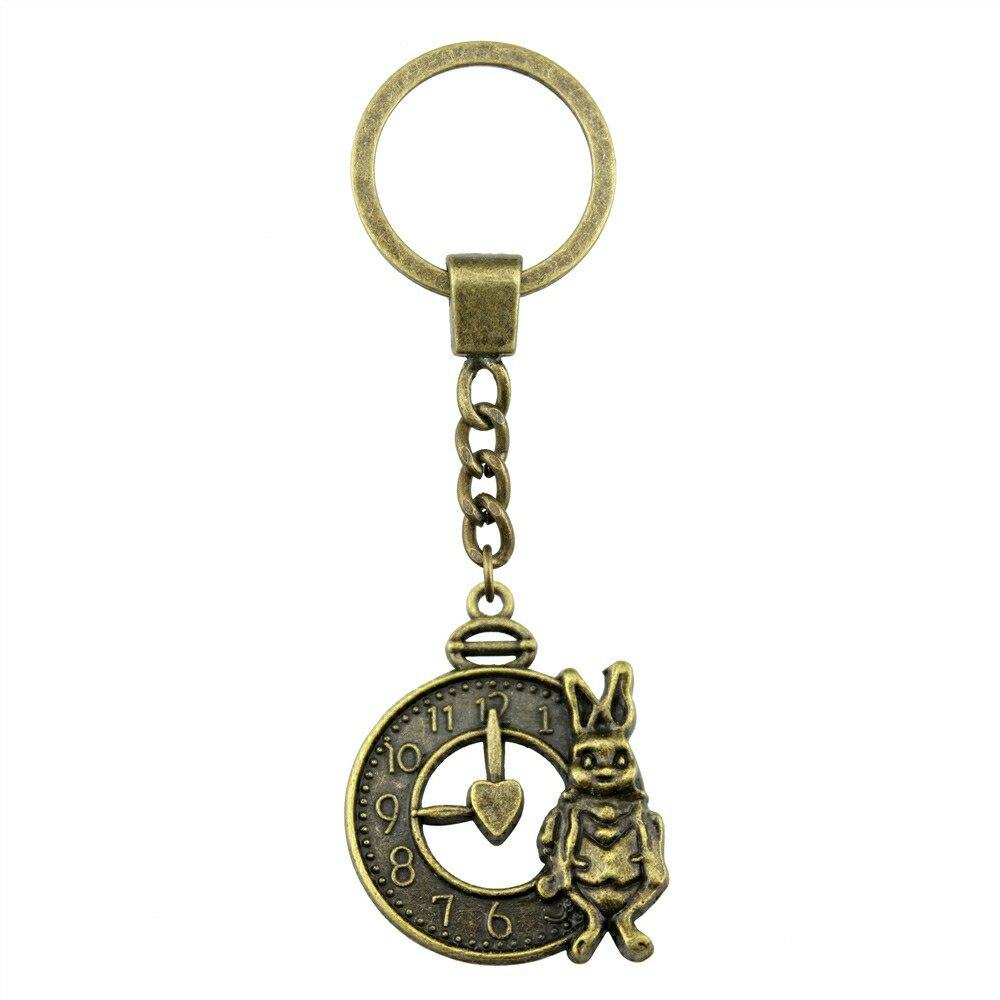 Buy 1 Piece 31x25mm Rabbit And Clock Charms keychain accessories gifts ...