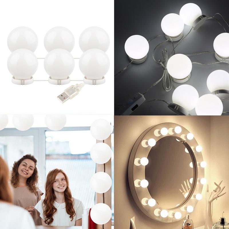 Buy Makeup Mirror Vanity LED Light Bulbs Kit USB Charging Port Cosmetic ...