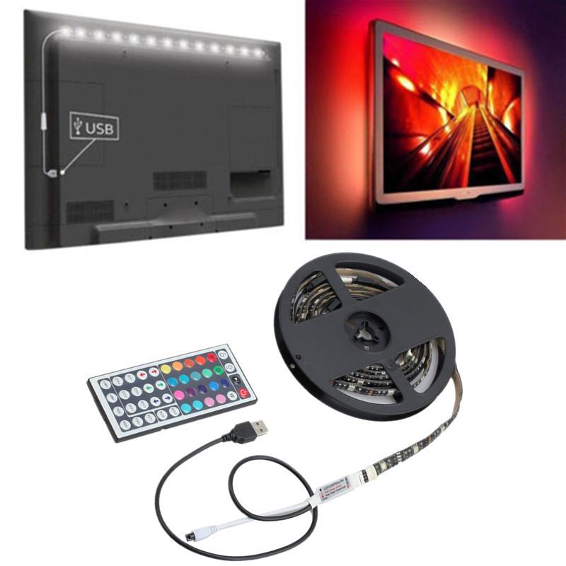 Colour Changing 5V RGB 5050 LED Strip USB 2x40+2x60cm TV PC Back Mood ...