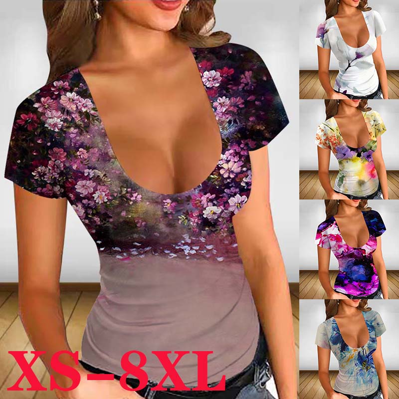 💰Acheter des produits de la catégorie Été Sexy Col Large Slim Tops Tops Femmes Casual Plus ...