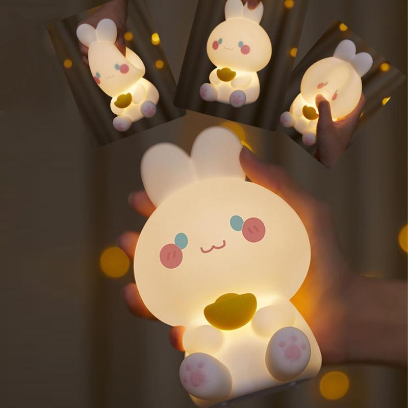 Cheap Cute Rabbit Night Lights 3 Adjustable Brightness Bedroom Bedside ...