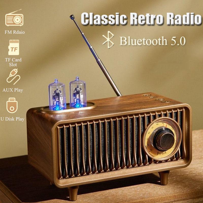 Buy Wood Grain Retro Radio Wireless Bluetooth Speaker Subwoofer Music ...