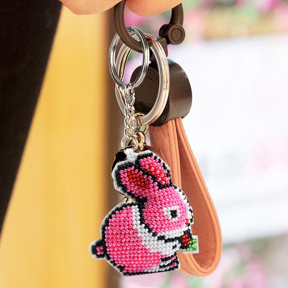 Buy Bead Cross Stitch Keychain Needlework DIY Key Ring Kit Rabbit ...