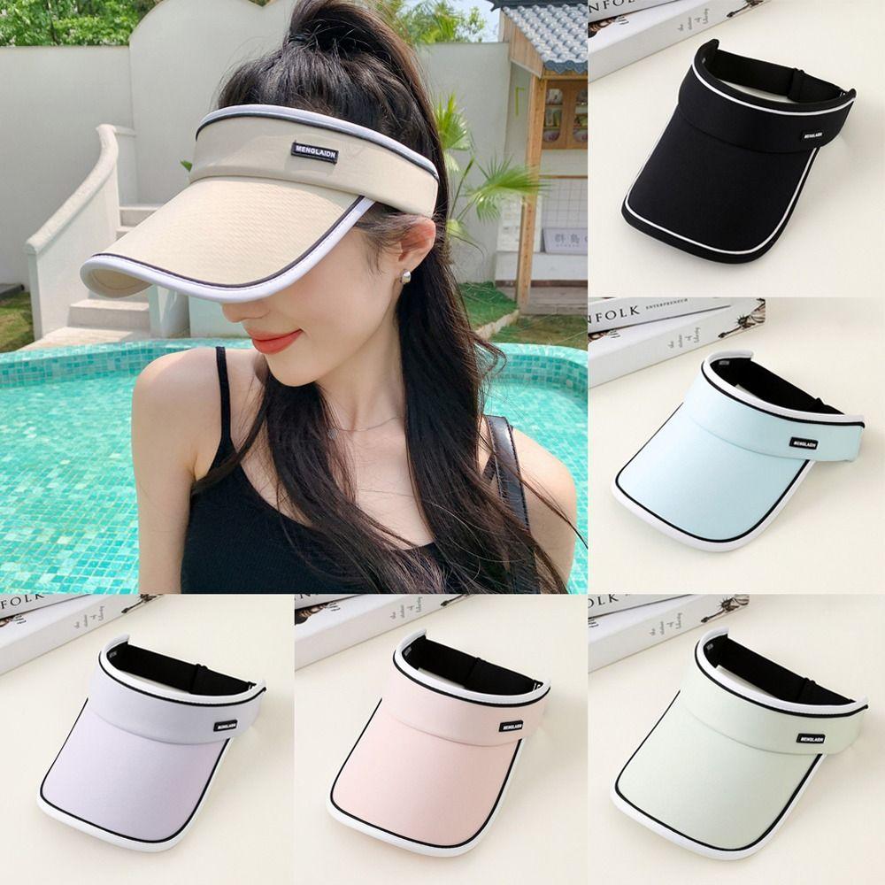 Cheap Solid Color Sunscreen Cap UV Protection Empty Top Cap Breathable ...