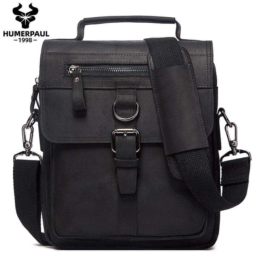 Buy HUMERPAUL Luxury Design Crazy Horse Leather Men Message Bags ...