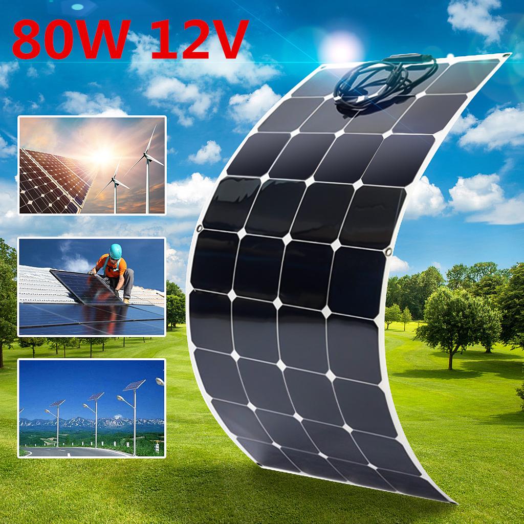 Elfeland 80W 12V A-Class Sunpower Semi-flexible Solar Panel For Car RV ...