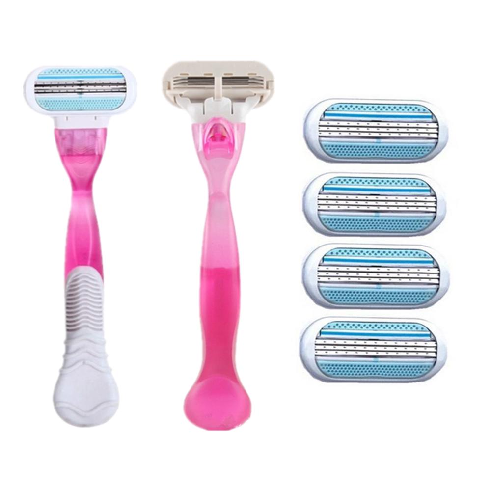 Buy 5Pcs/lot Razor Handle Razor Blades Women Replaceable Straight ...