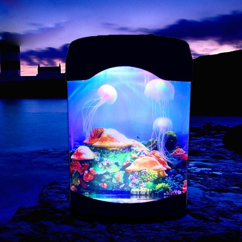 Jellyfish Aquarium Light Lamp Night Desk Fish Tank Mood Lighting Colour ...