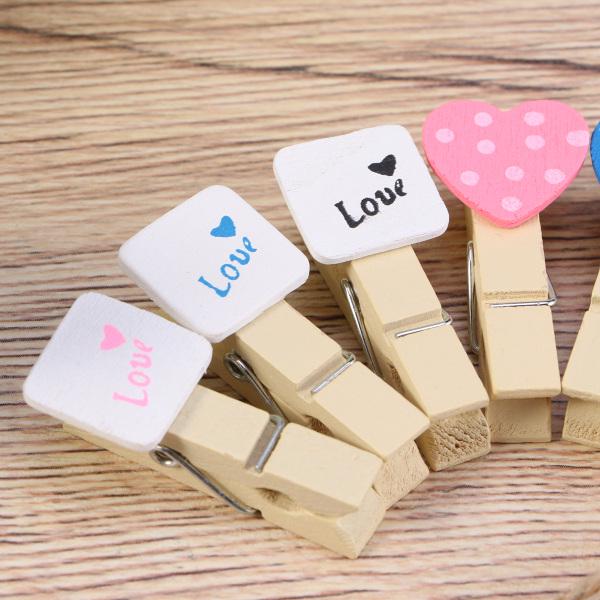 Buy 24pcs Mixed Lovely Wooden Lightweight Pin Clips Craft Clips Painted ...