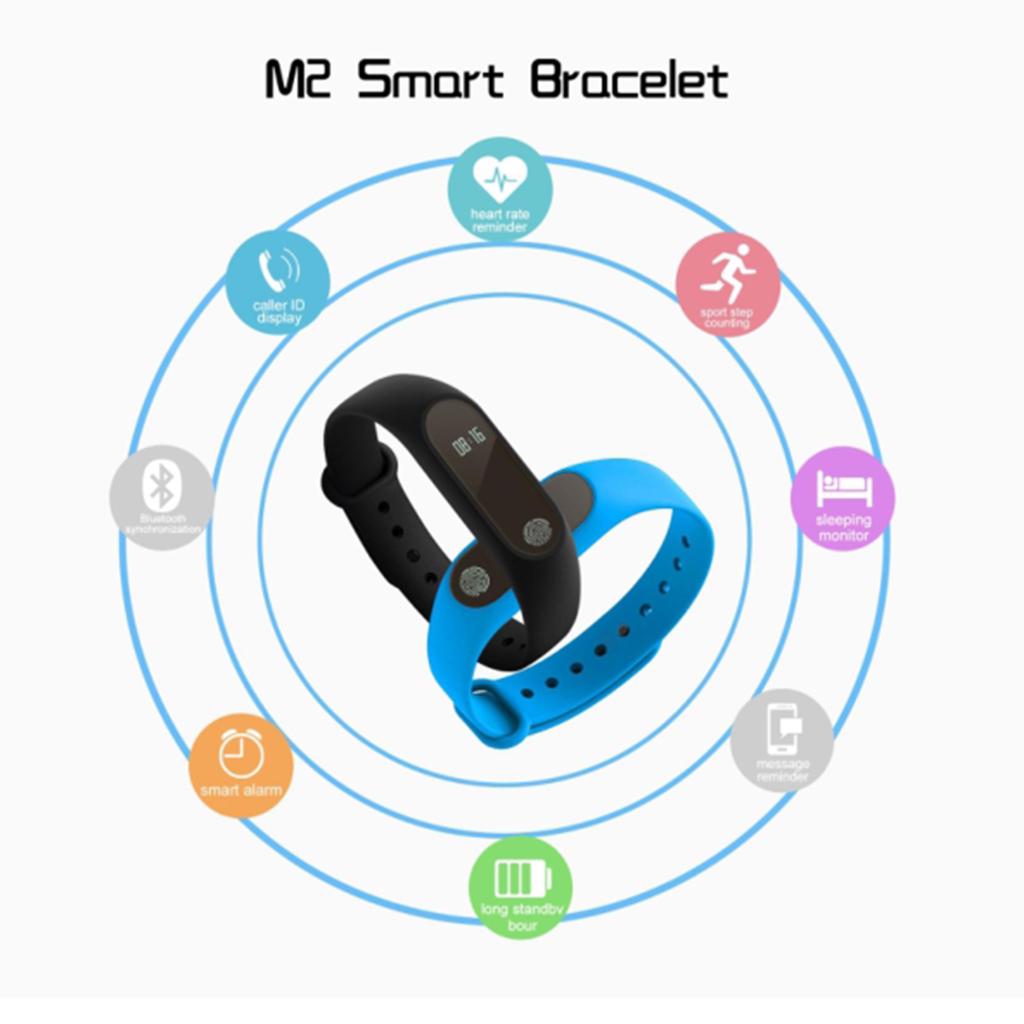 M2 Sport Waterproof Heart Rate Monitor Smart Bracelet Wrist Band OLED ...