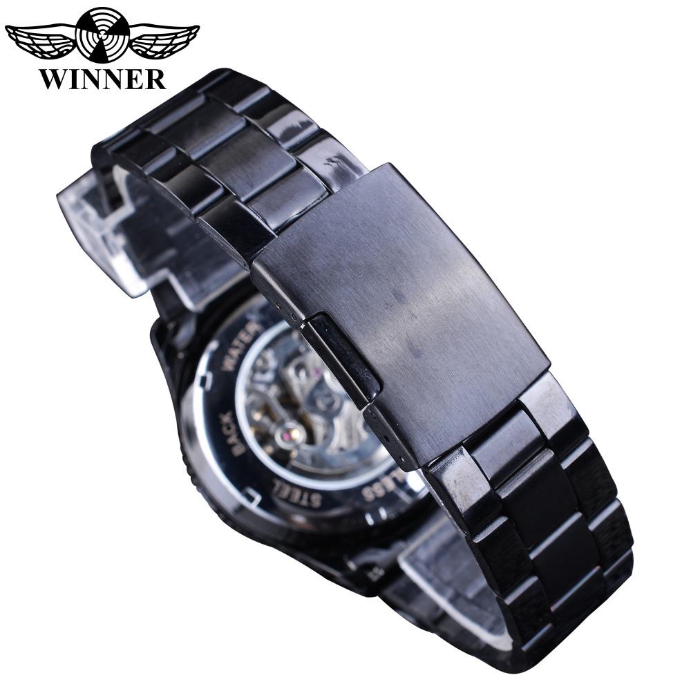 Buy Winner Watches Full Black Bracelet For Men Luminous Hands Automatic ...