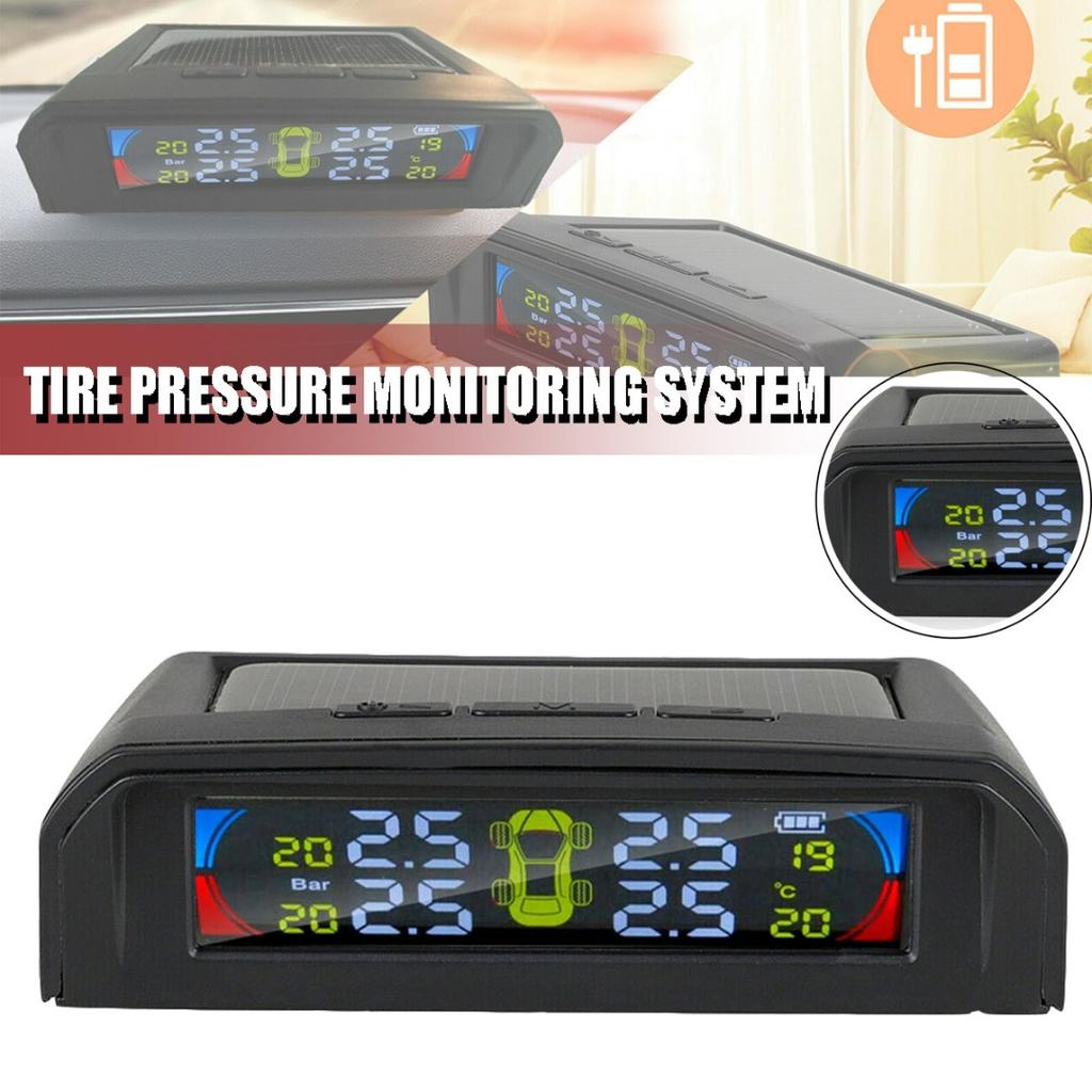 Pdtoweb Car Tire Pressure Monitoring System LCD Solar Wireless TPMS + 4 ...